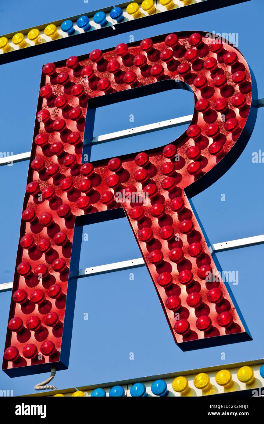 R letter circus neon sign Stock Photo - Alamy