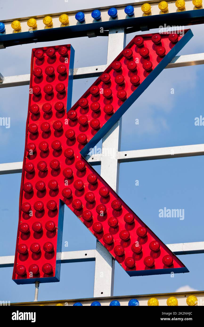 K letter circus neon sign Stock Photo - Alamy