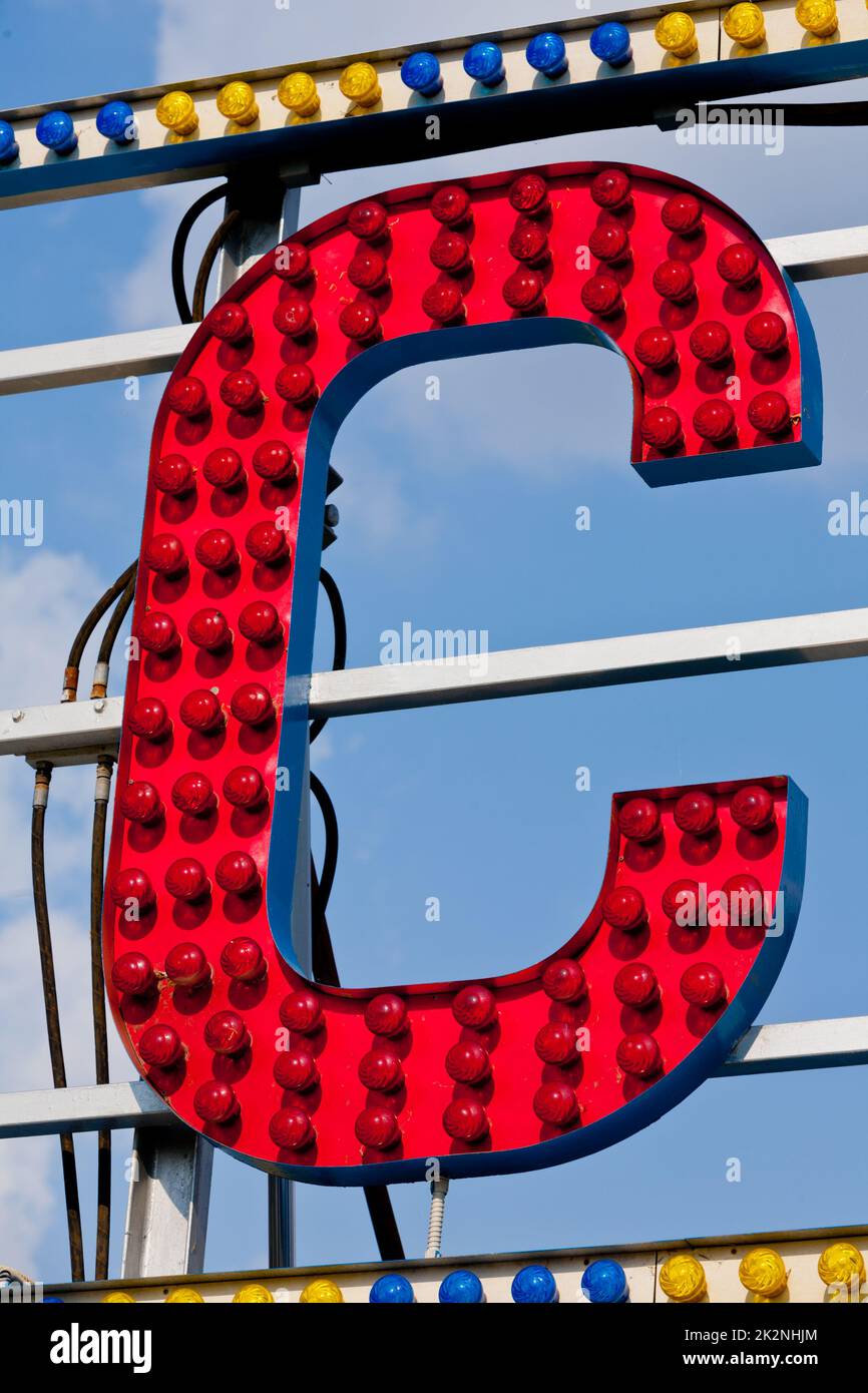 C letter circus neon sign Stock Photo - Alamy