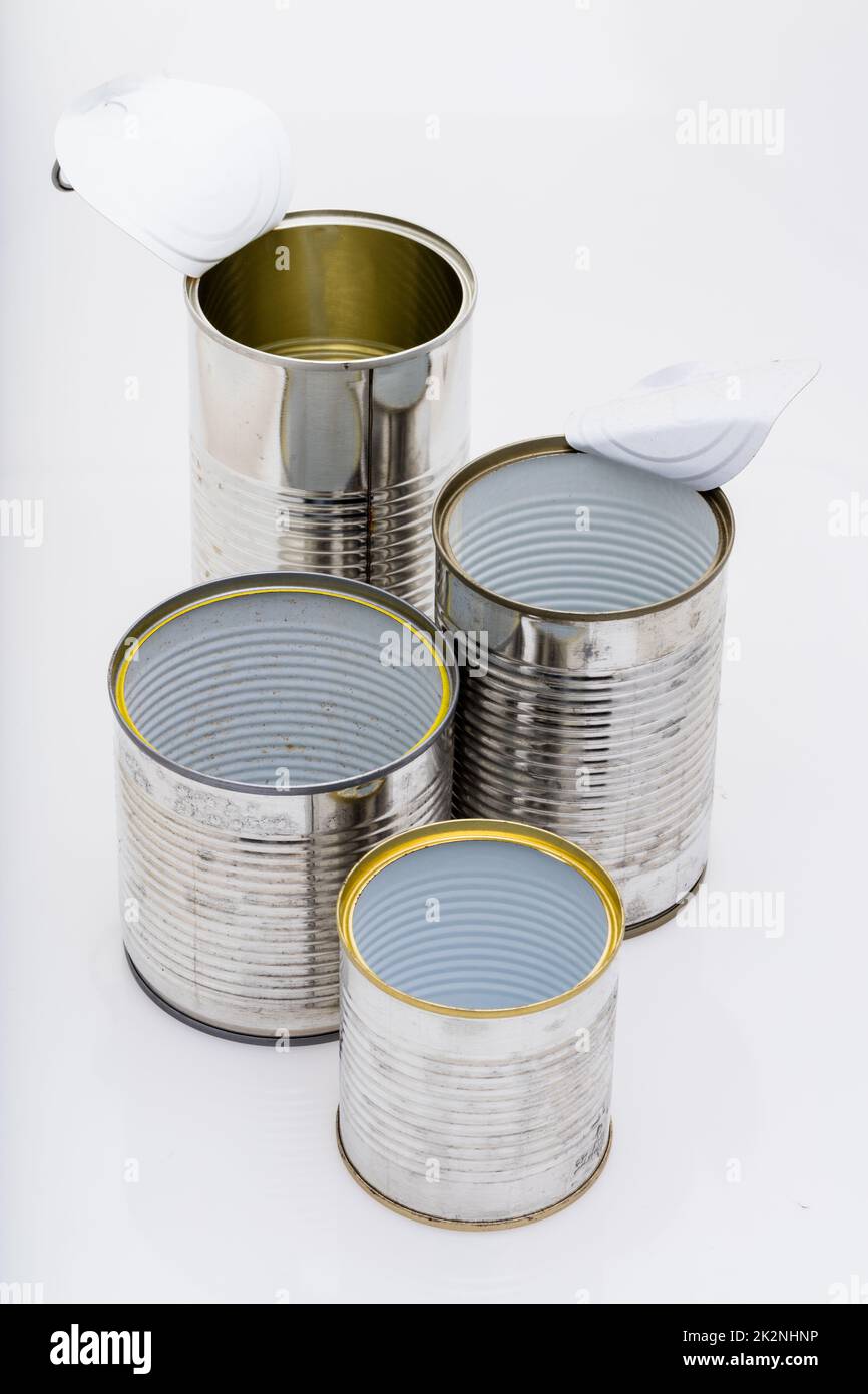 tidy group of used tin can Stock Photo - Alamy