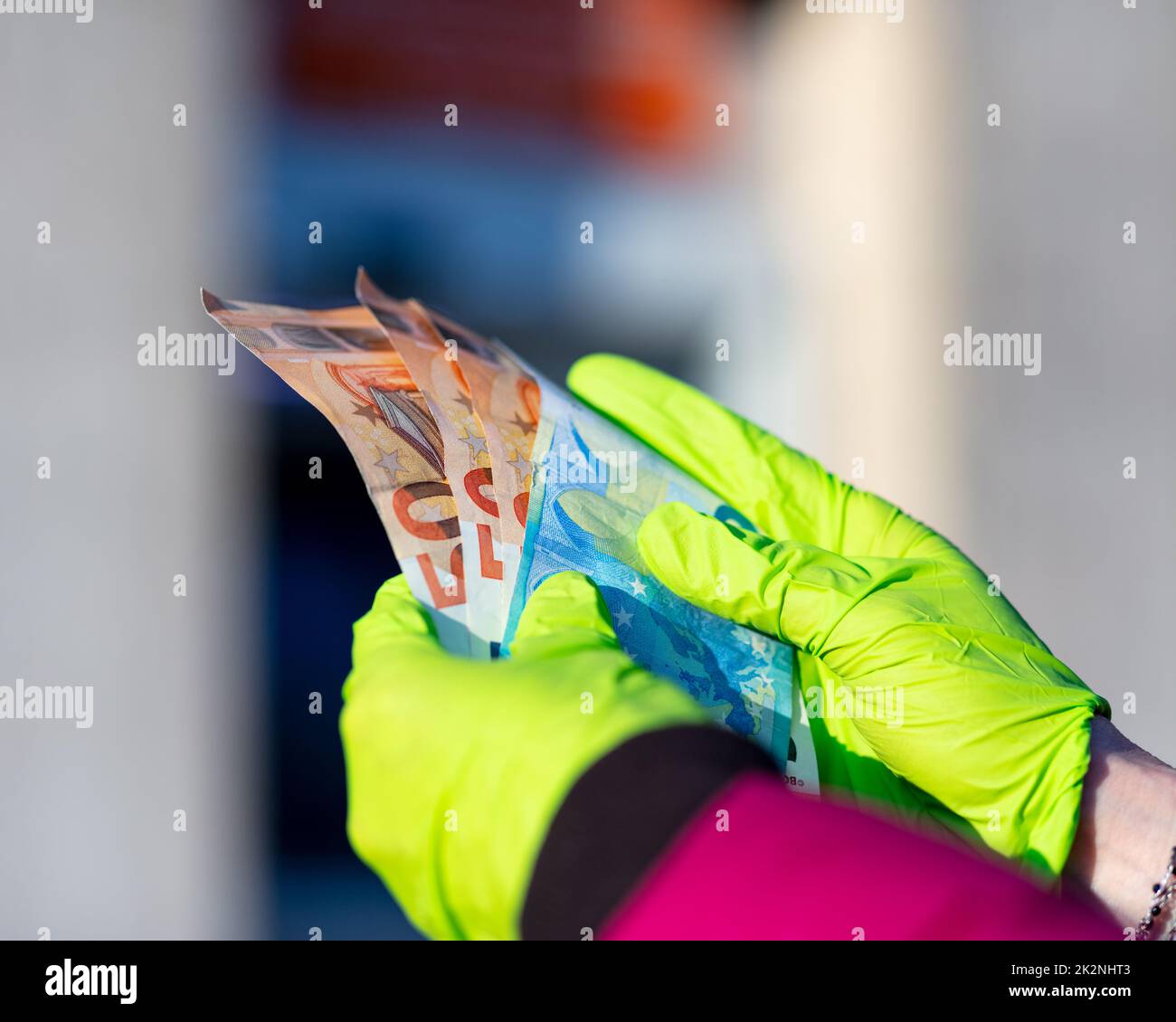 pandemic virus causes rationing of cash via ATM Stock Photo - Alamy
