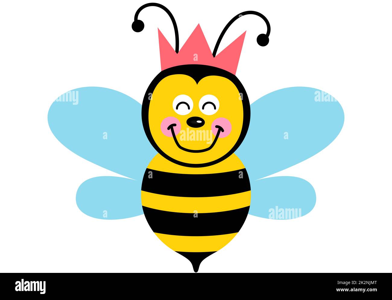 Cute bee happy with crown Stock Photo - Alamy