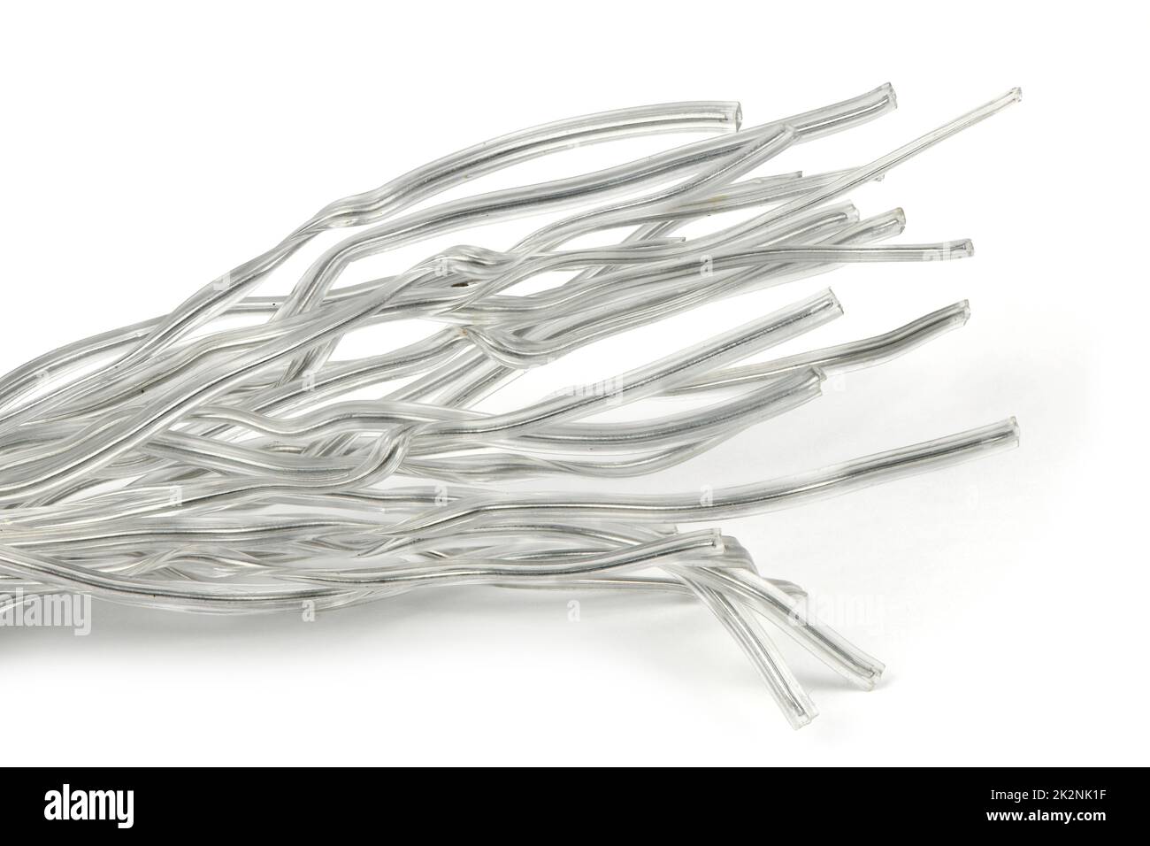 White plastic coated wire tie used for a variety of things on white ...