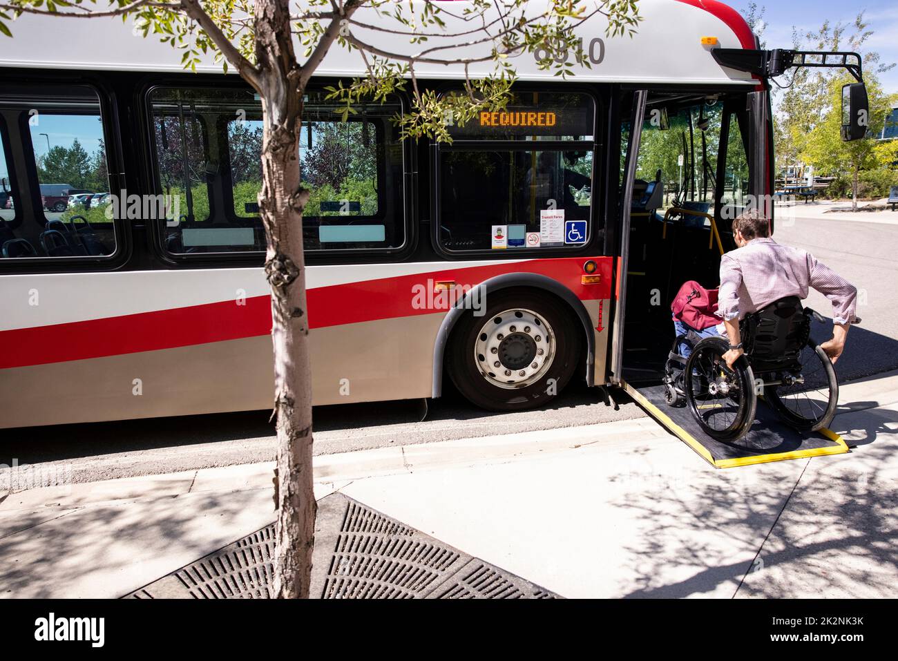 Man in wheelchair boarding public bus hi-res stock photography and ...