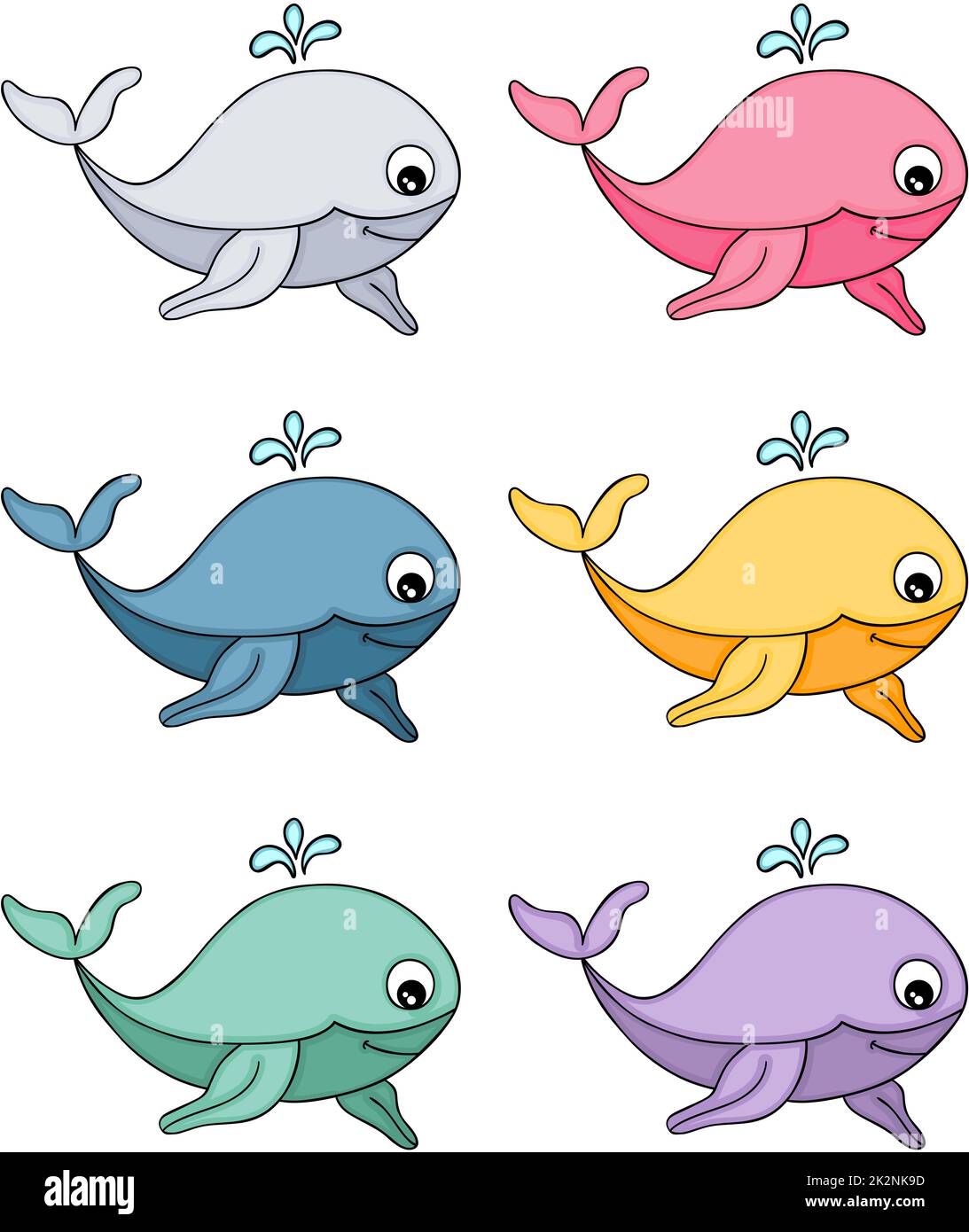 Set of colorful baby whale Stock Photo - Alamy