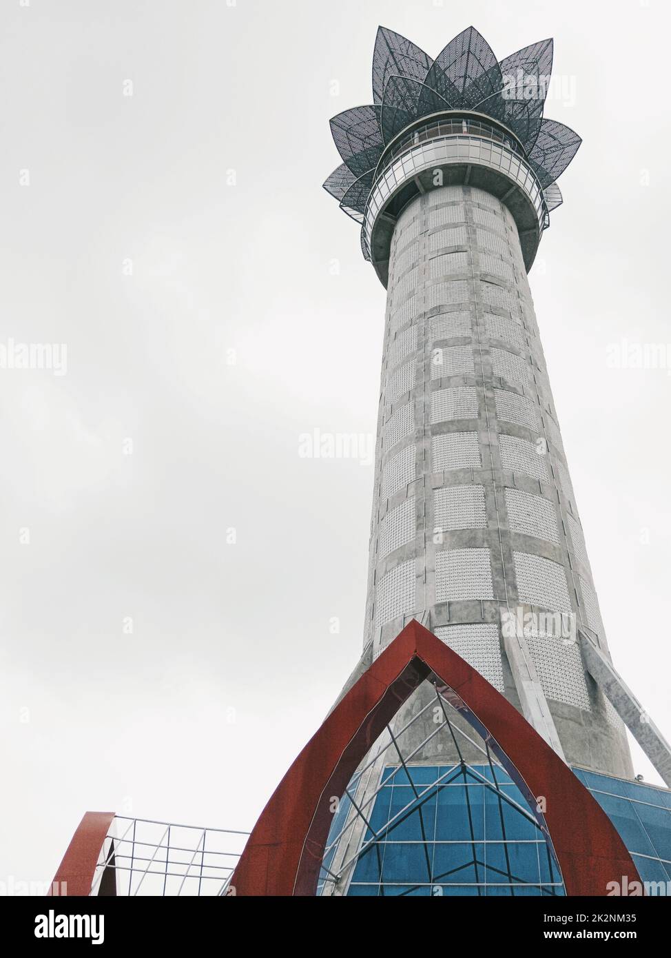 A low-angle shot of the Menara Pandang Teratai tower in Indonesia Stock ...