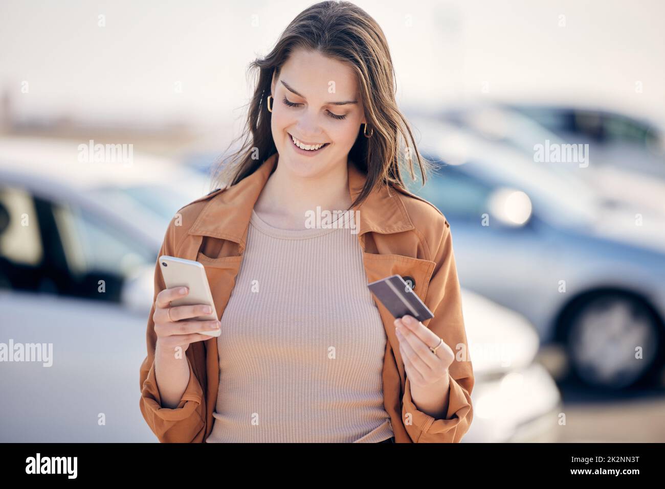 Female shopping by car hi-res stock photography and images - Alamy