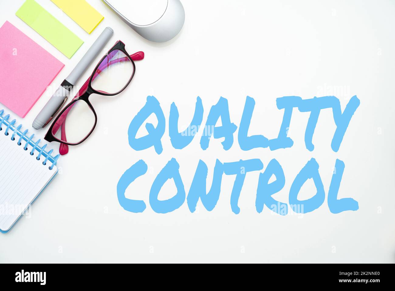 Hand writing sign Quality Control. Word Written on insure that product ...