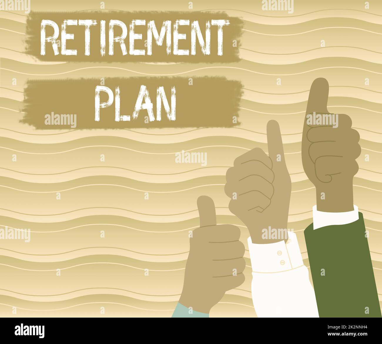 Text caption presenting Retirement Plan. Word for saving money in order ...