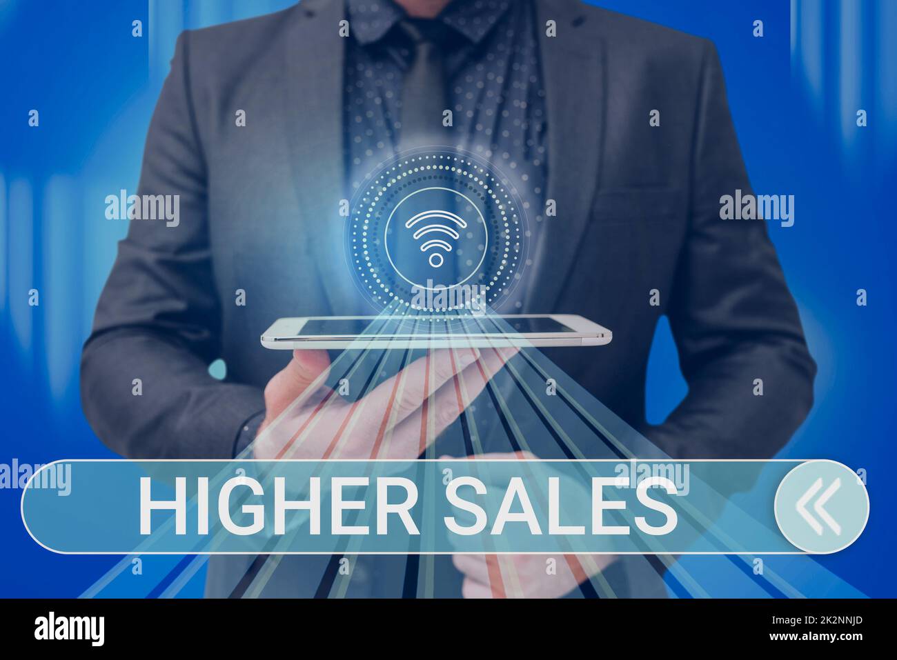 Text showing inspiration Higher Sales. Business showcase The average ...