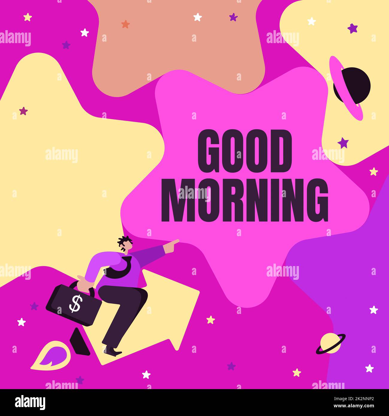 Text sign showing Good Morning. Word for A conventional expression at ...