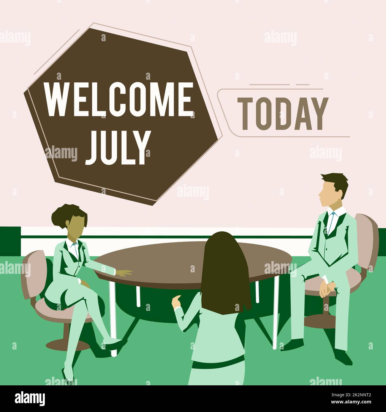 Text caption presenting Welcome July. Business concept Calendar Seventh ...
