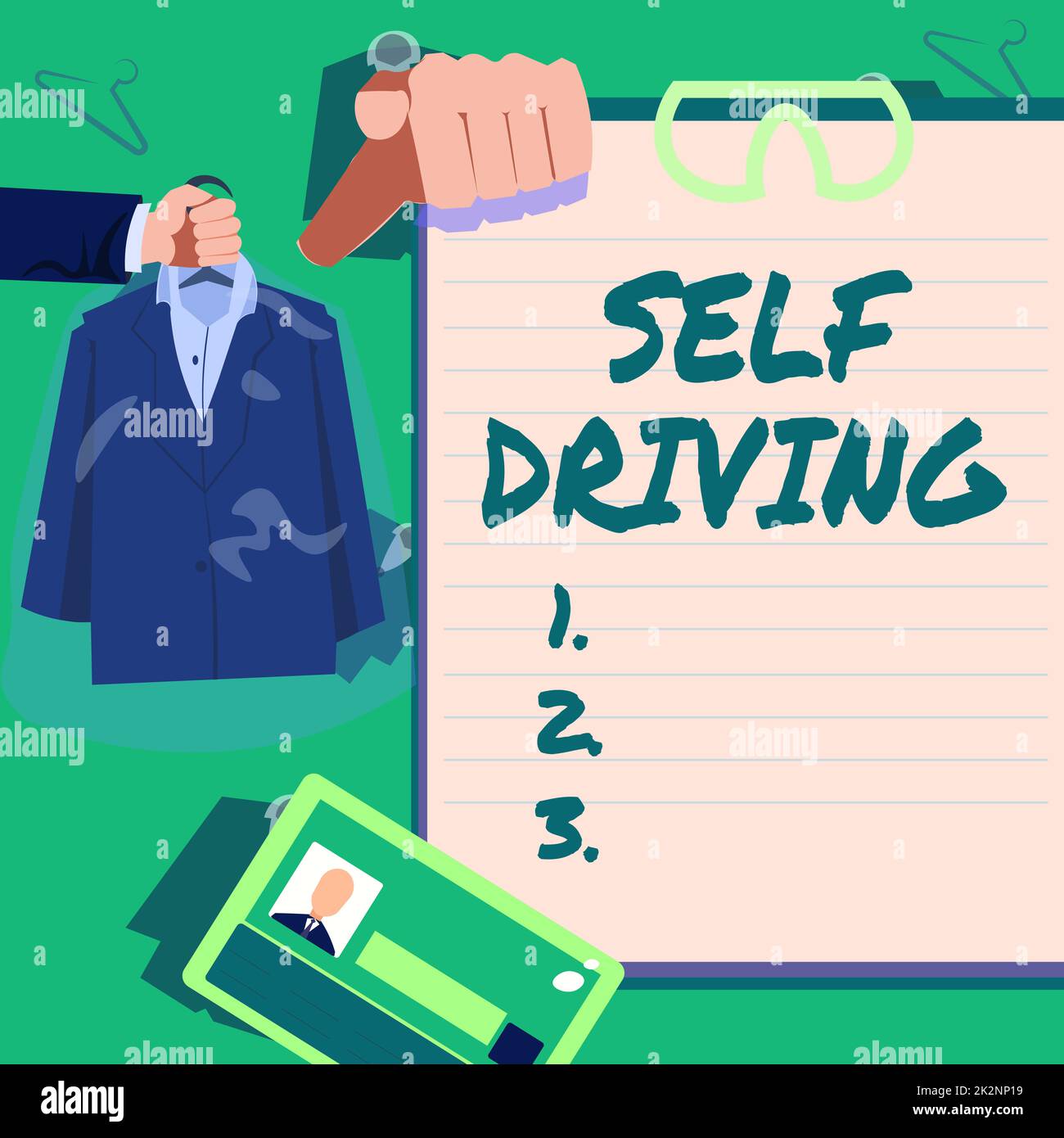 Conceptual caption Self Driving. Concept meaning Autonomous vehicle ...