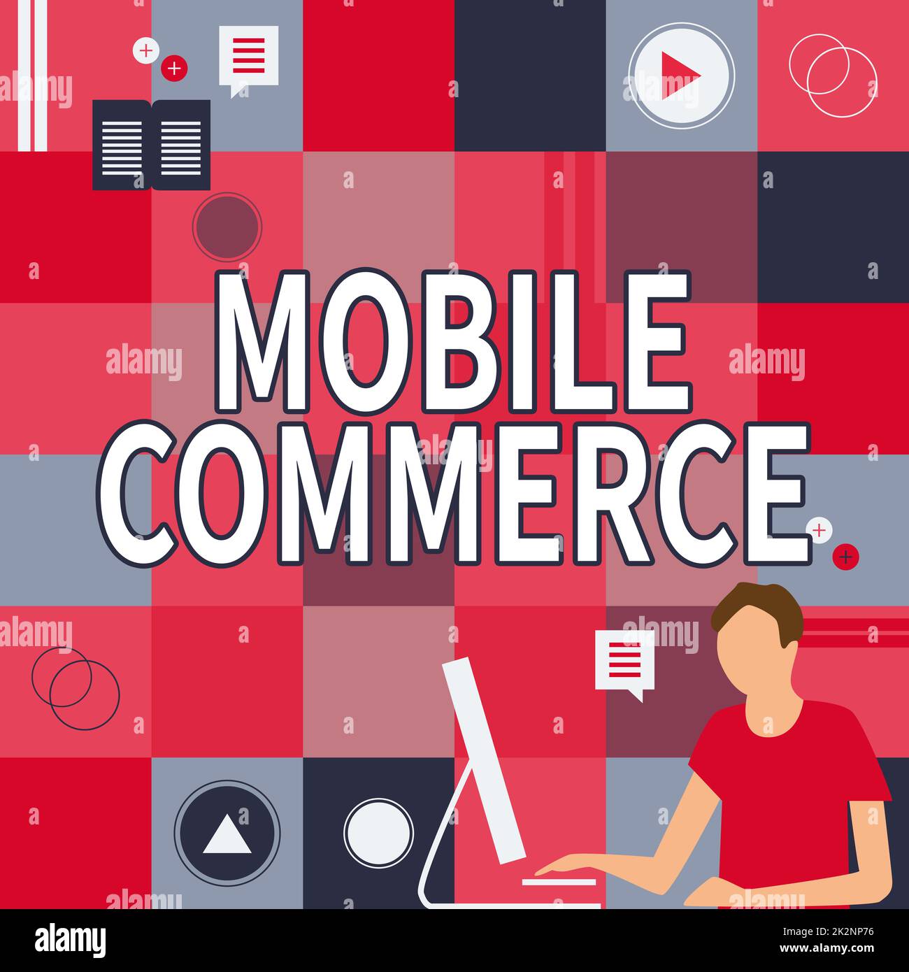 Text Caption Presenting Mobile Commerce Word For Using Mobile Phone To