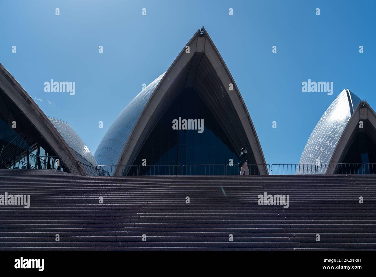 An aerial view of Sydney Opera house under blue bright sky Stock Photo ...