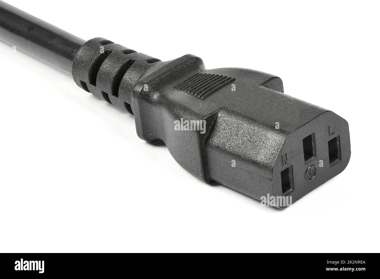 Black C13 female rubber connector power plug, isolated on white. High ...