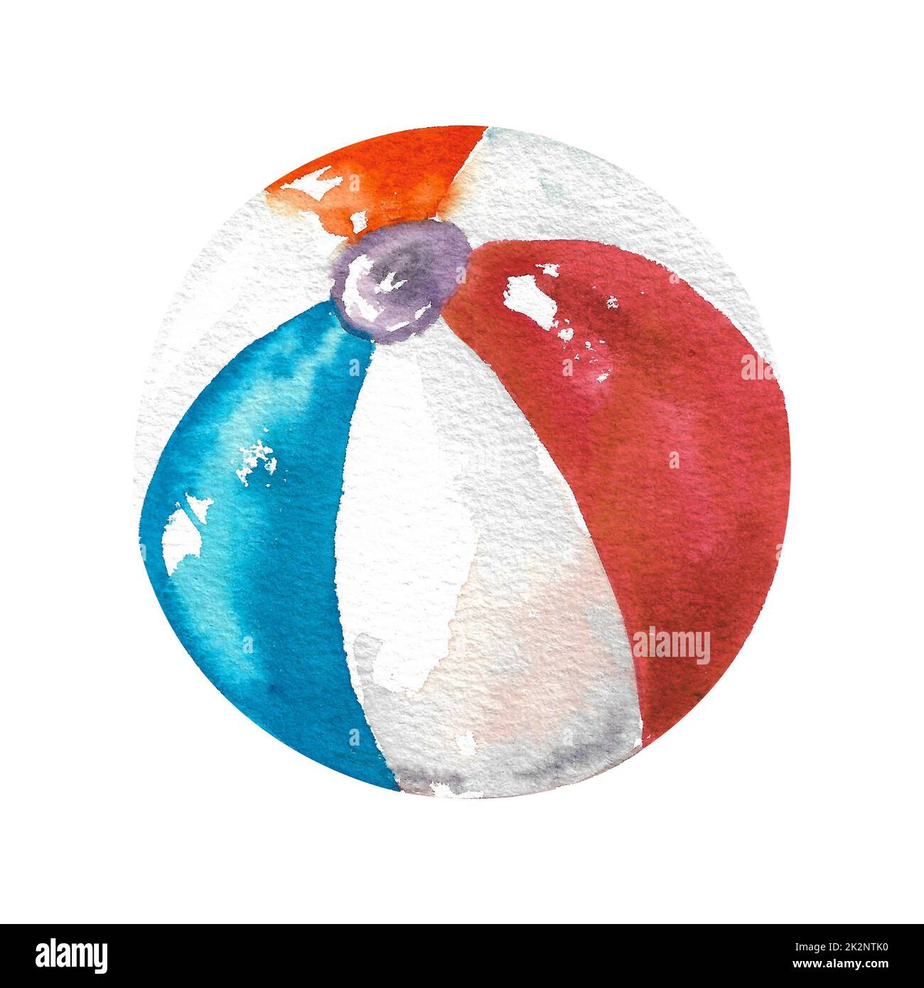 Watercolor beach ball. Tricolor airy beach ball isolated on white ...
