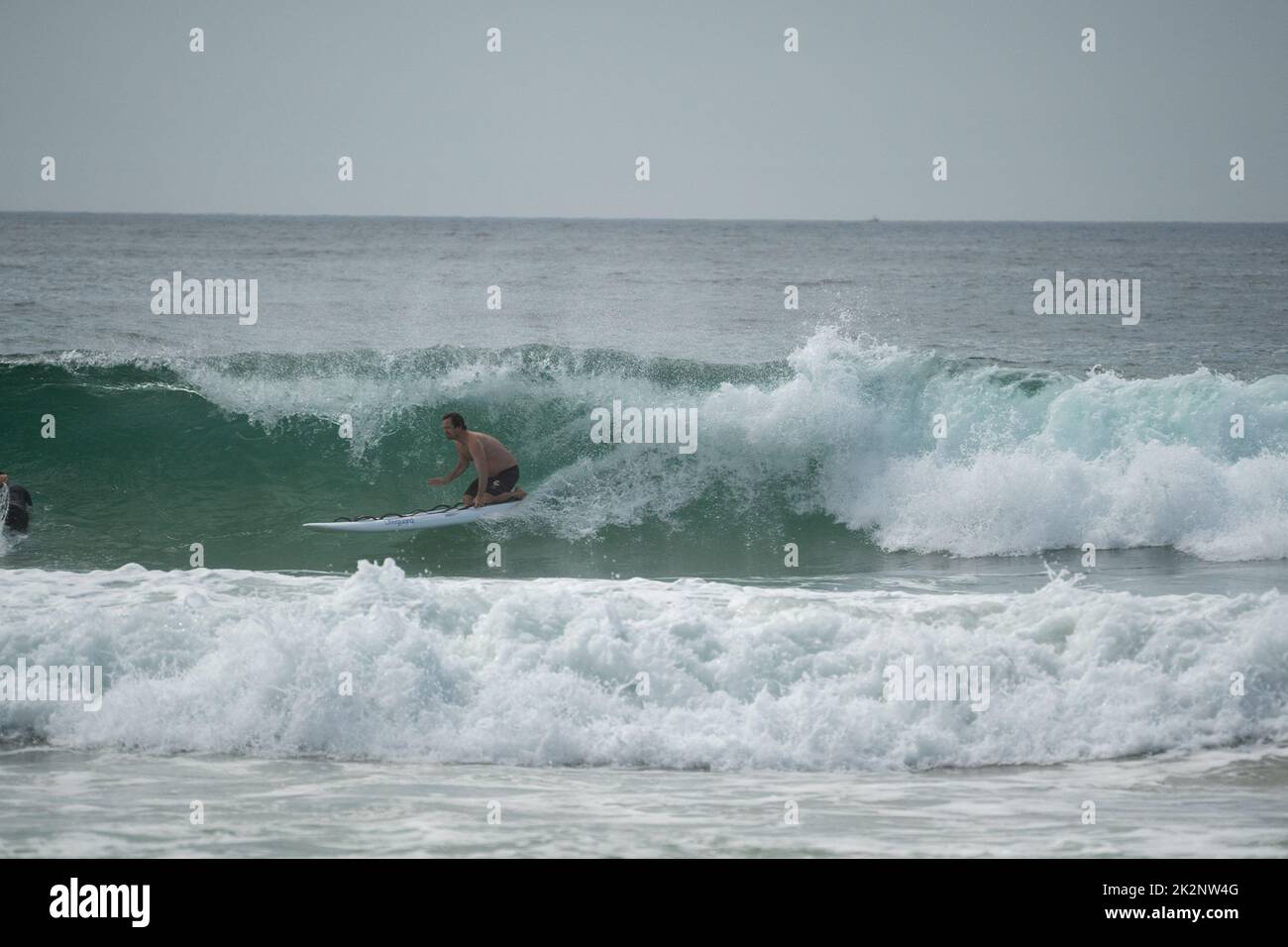 The surfer catching waves and having fun on Manly Beach. Australia ...