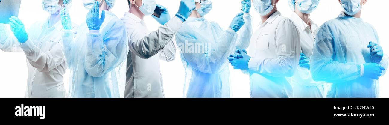 team of medical professionals on a white background Stock Photo - Alamy