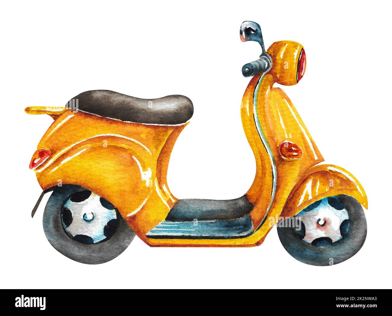 Watercolor scooter. Yellow moped on a white background Stock Photo - Alamy Watercolor scooter. Yellow moped on a white background Stock Photo - Alamy
