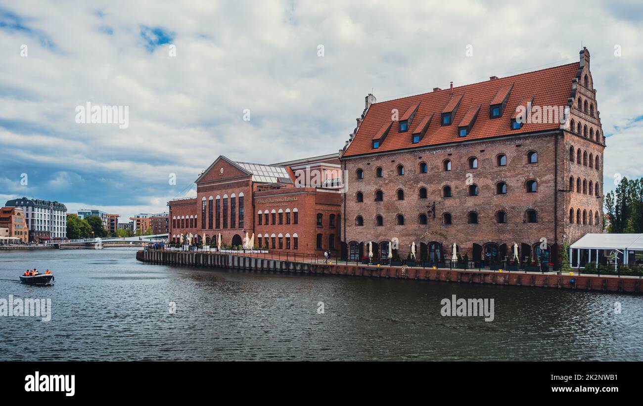 The national philharmonic hall building at the bank of the river Wisla ...