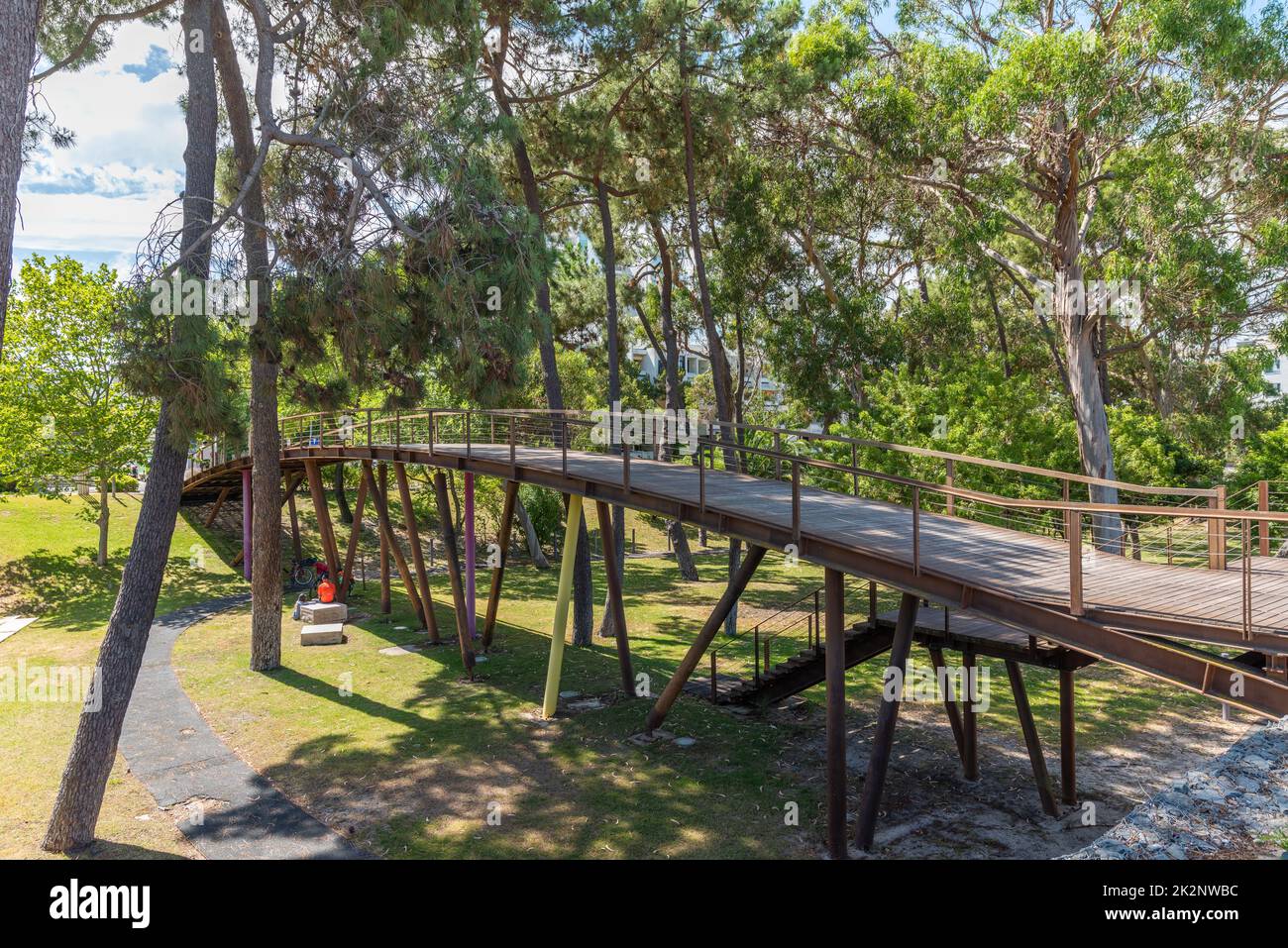 Wooden bridge in the gardens in Troia, Portugal Stock Photo - Alamy