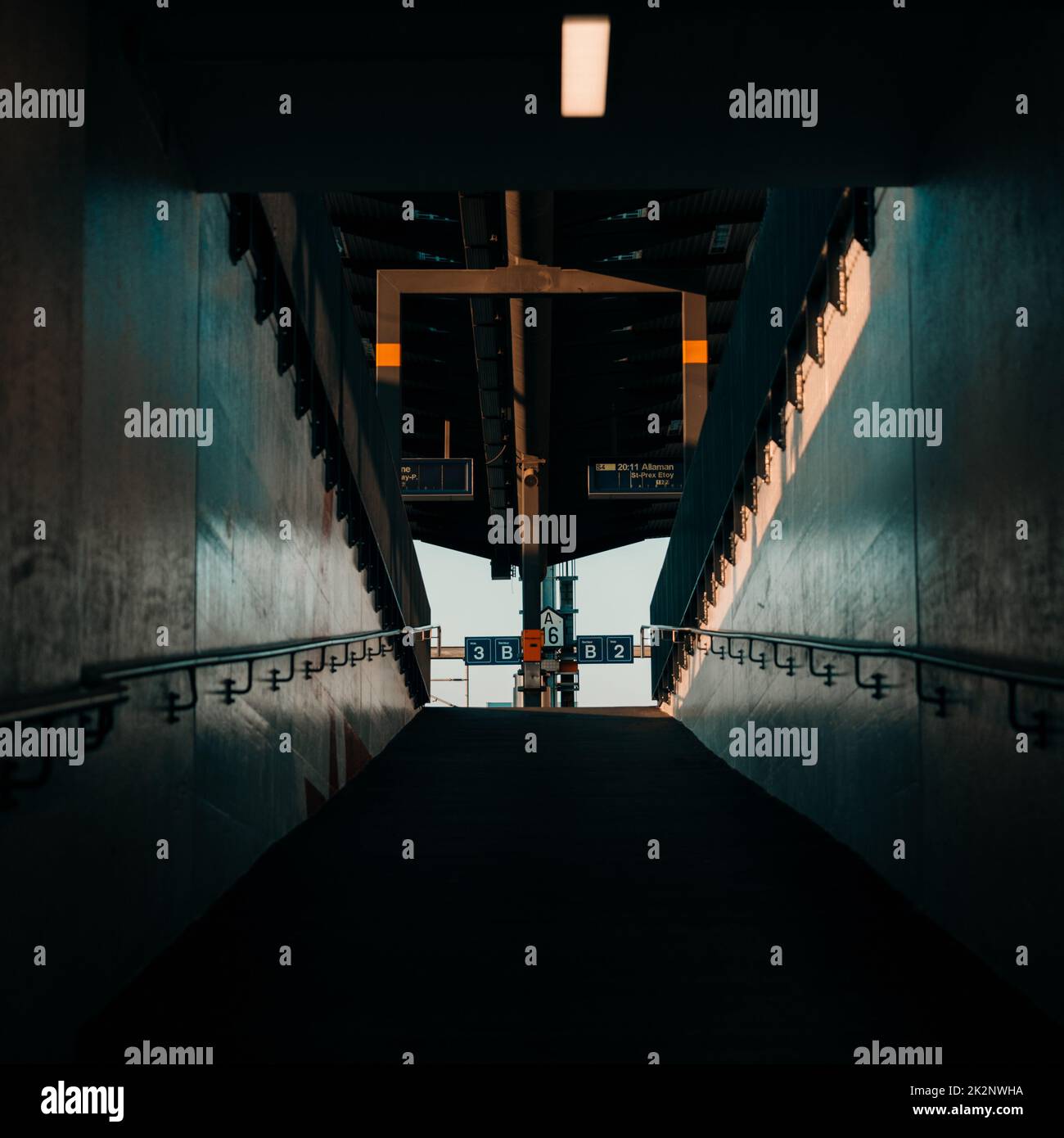 The road to the platform in the train station in Morges, Switzerland ...