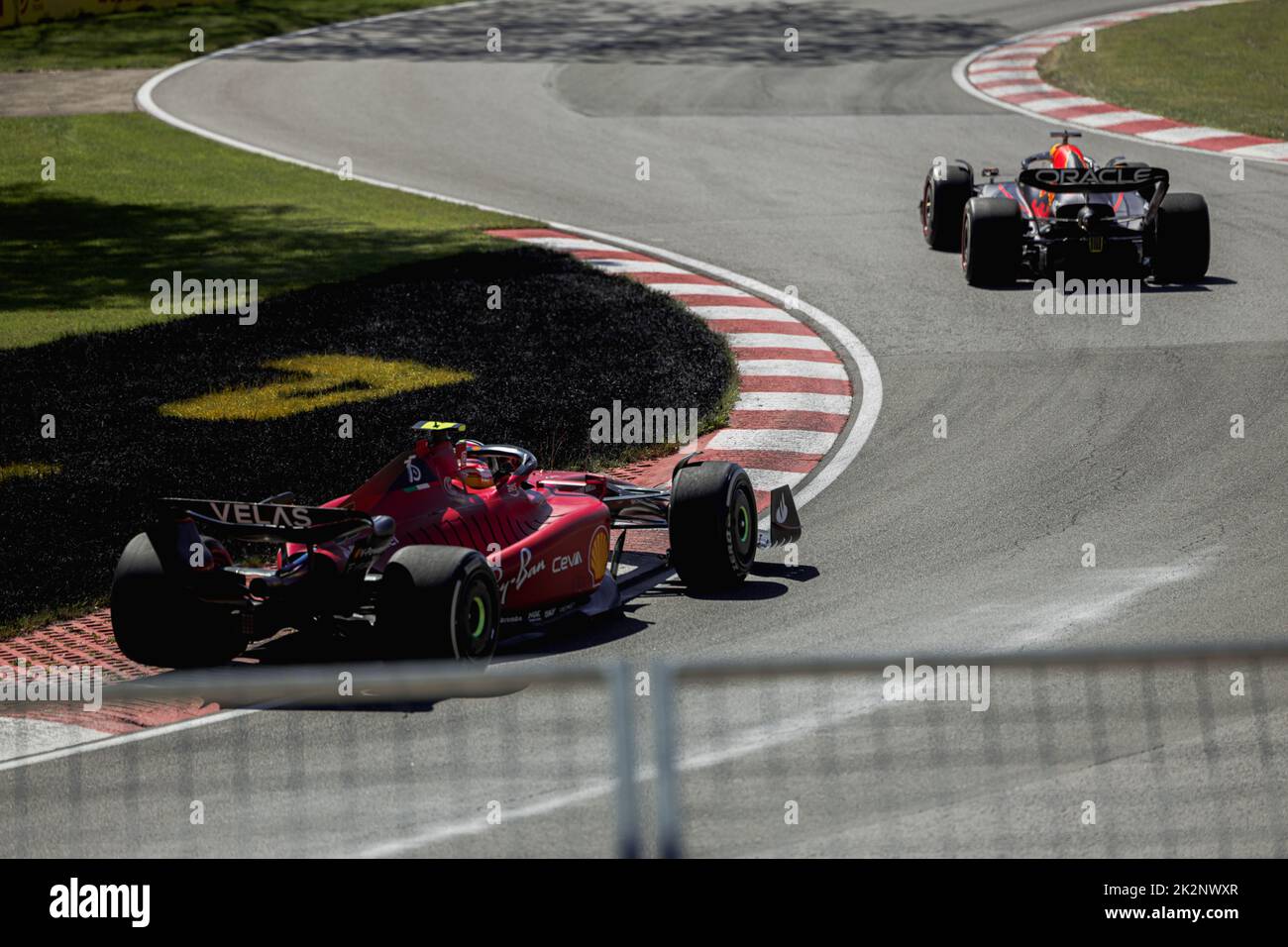 A closeup of Formula 1 racing cars on a road in Montreal, Canada Stock ...