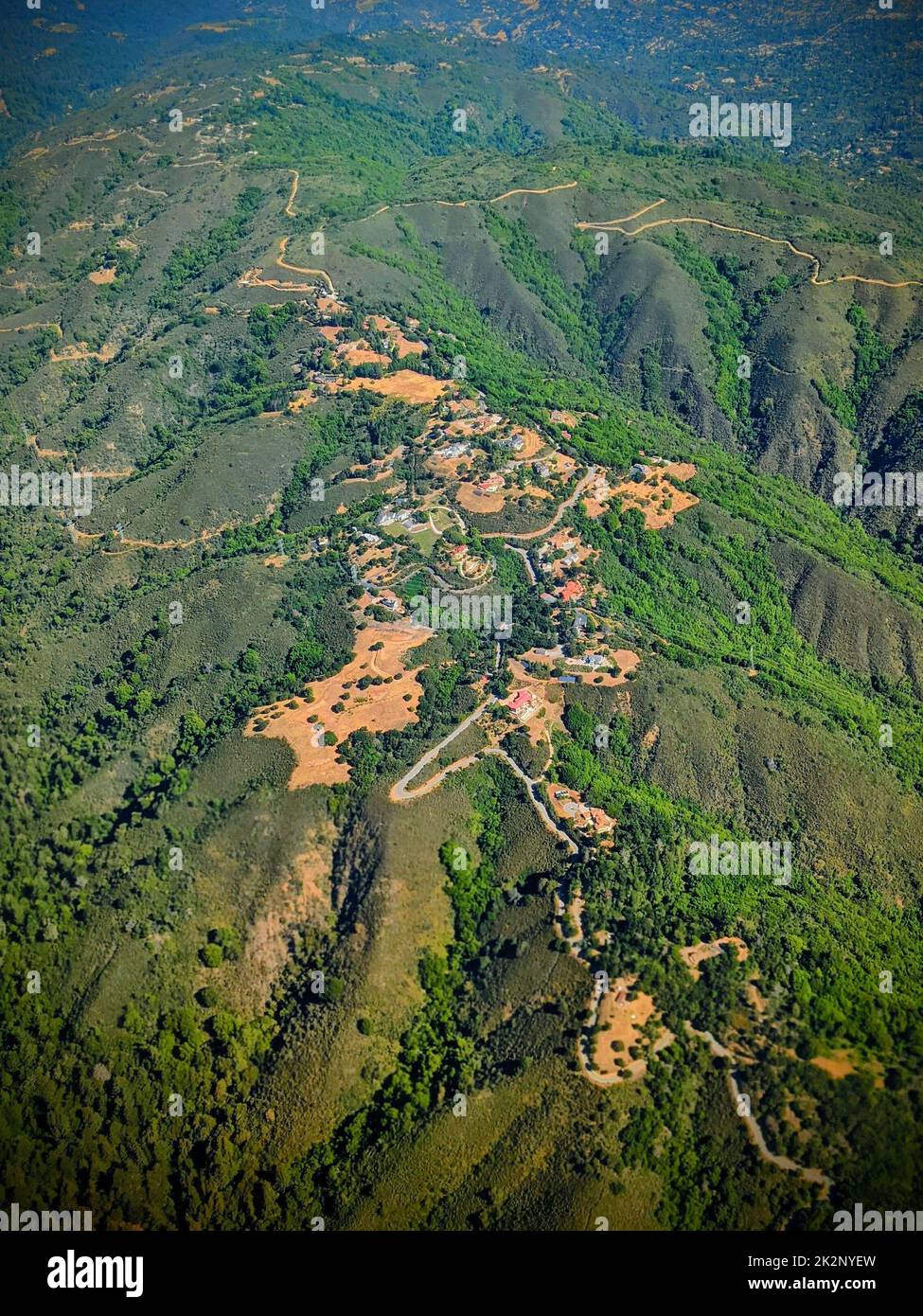 A vertical aerial of California hills Stock Photo - Alamy