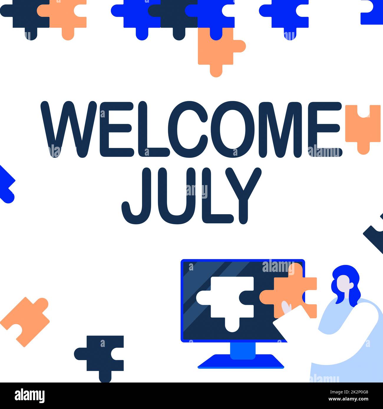 Conceptual caption Welcome July. Business concept Calendar Seventh ...