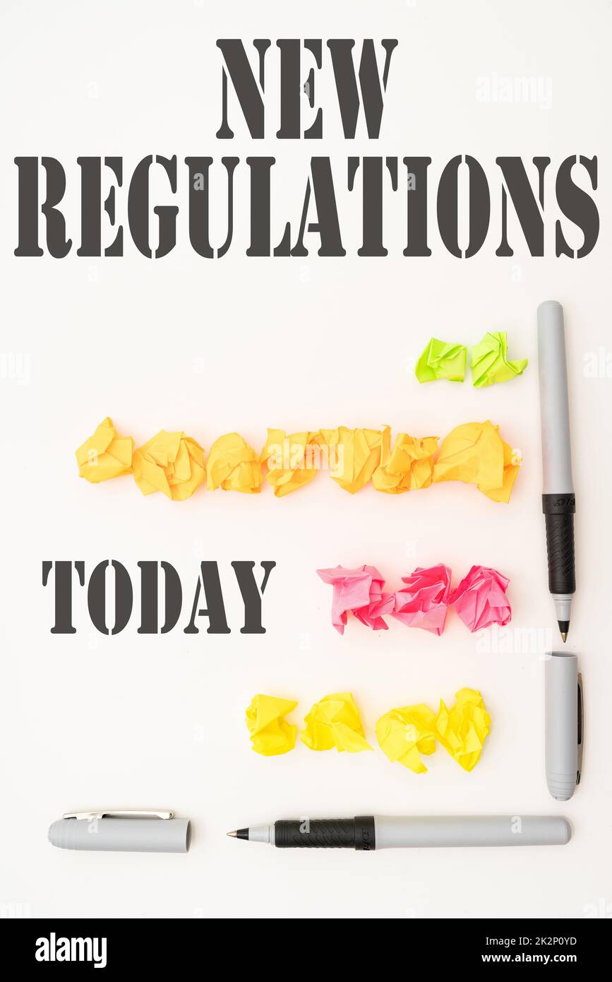 Conceptual display New Regulations. Word for Regulation controlling the ...