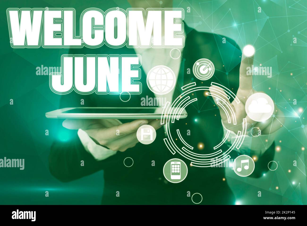 Conceptual caption Welcome June. Conceptual photo Calendar Sixth Month ...