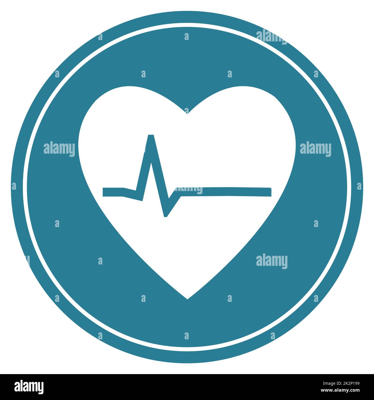 Herat or health symbol on blue Button with white frame Stock Photo - Alamy