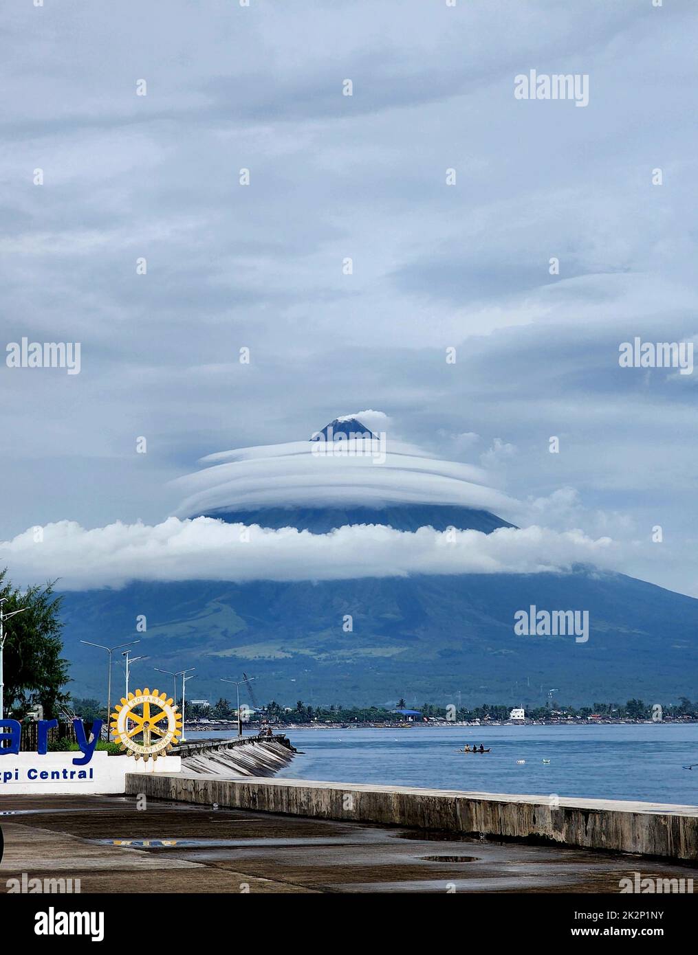 A beautiful landscape of the Mayon Volcano on a cloudy day Stock Photo ...