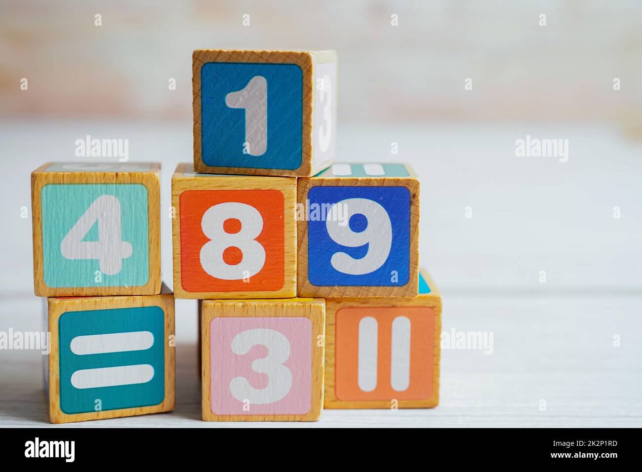 Number wood block cubes for learning Mathematic, education math concept ...