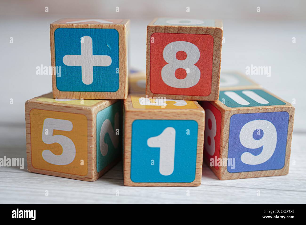 Number wood block cubes for learning Mathematic, education math concept ...