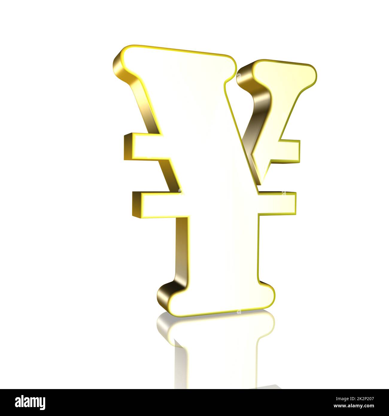 Yen currency symbol in yellow, gold on a white background as a 3D ...