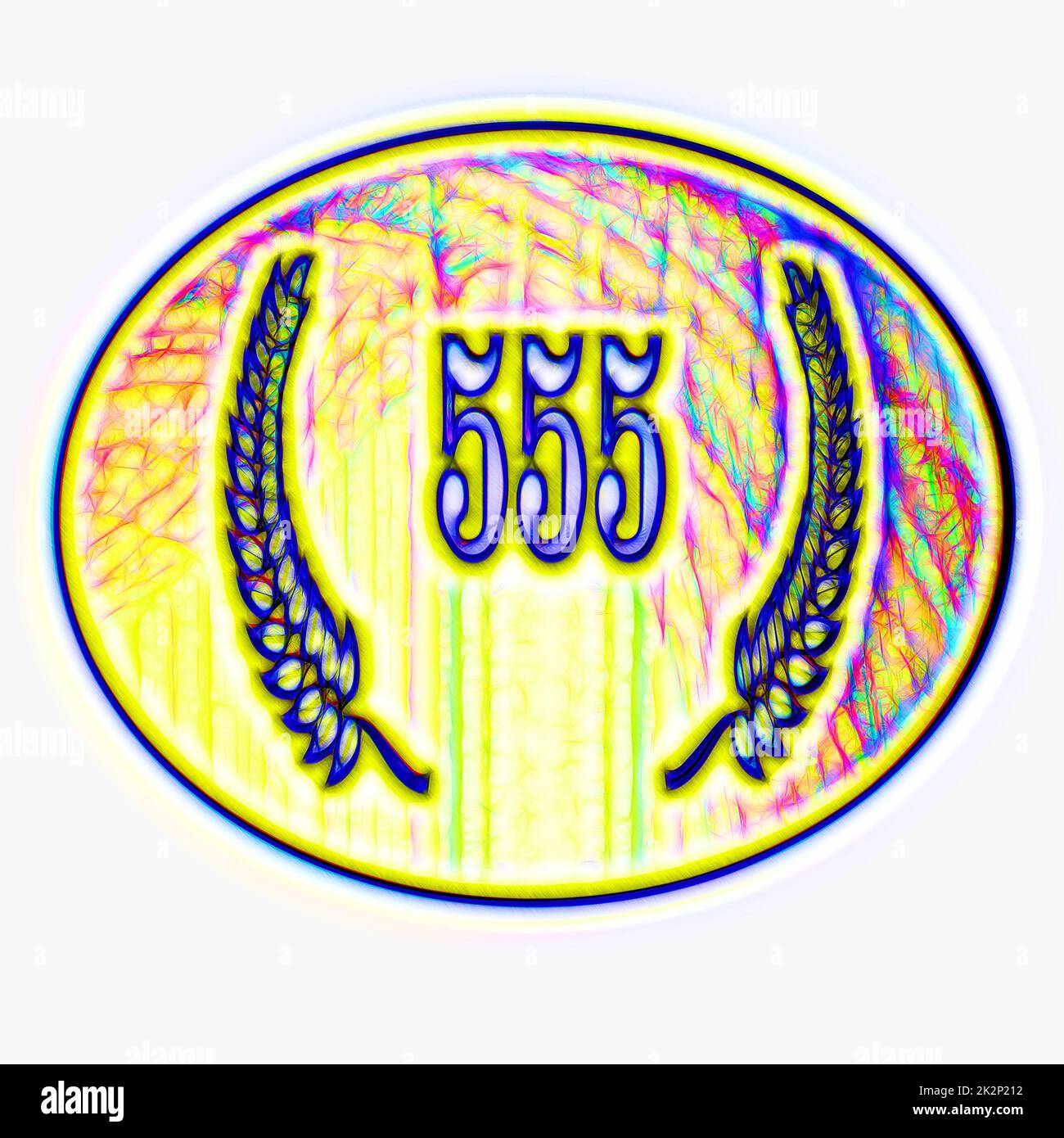 Number 555 with laurel wreath or honor wreath as a 3D-illustration, 3D ...