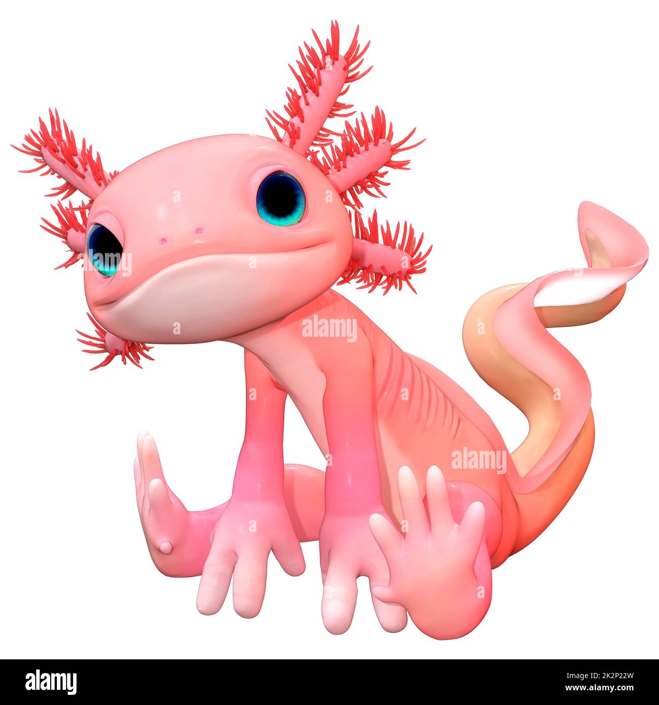 3D Rendering Cartoon Axolotl on White Stock Photo - Alamy