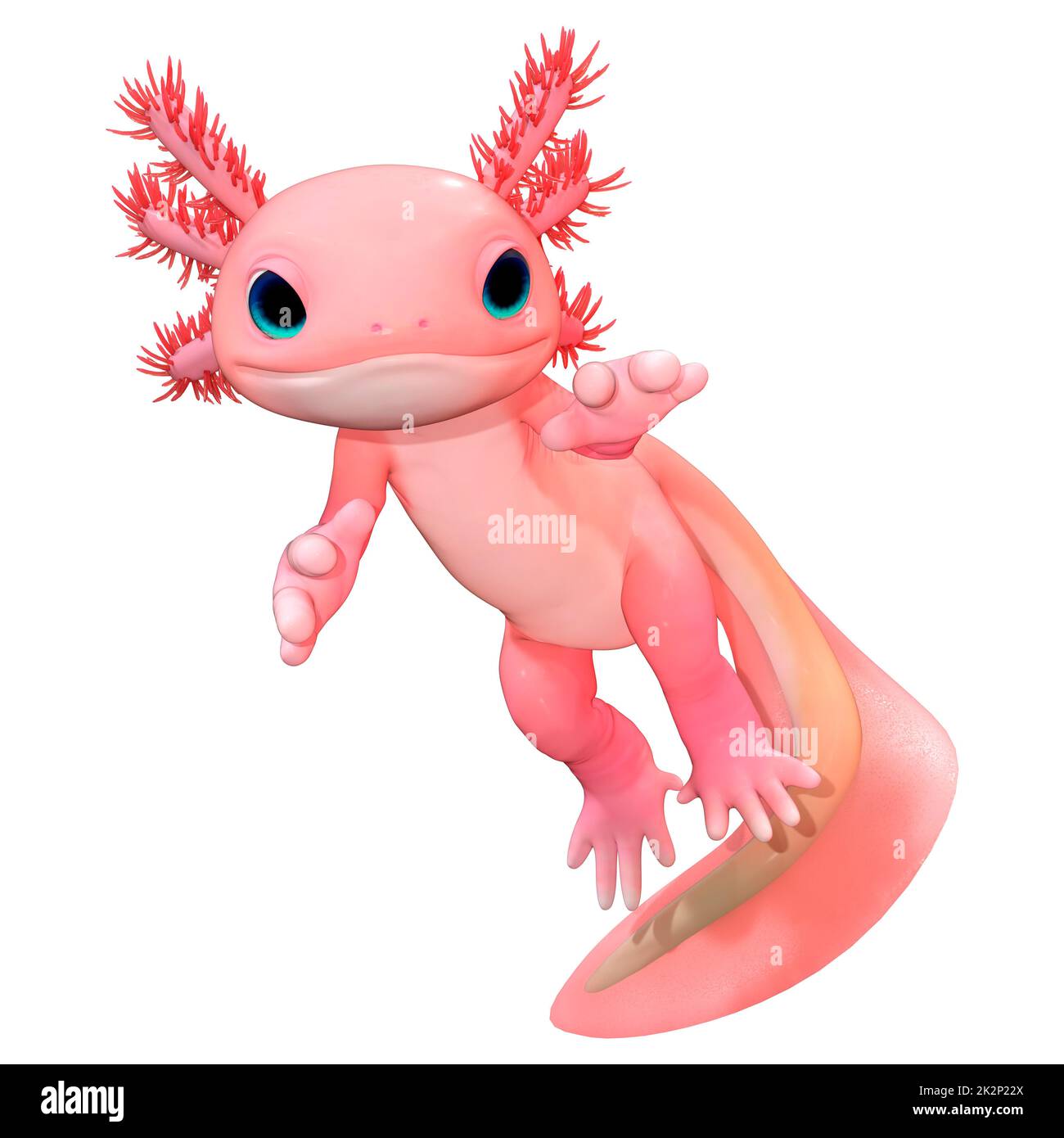 3D Rendering Cartoon Axolotl on White Stock Photo - Alamy