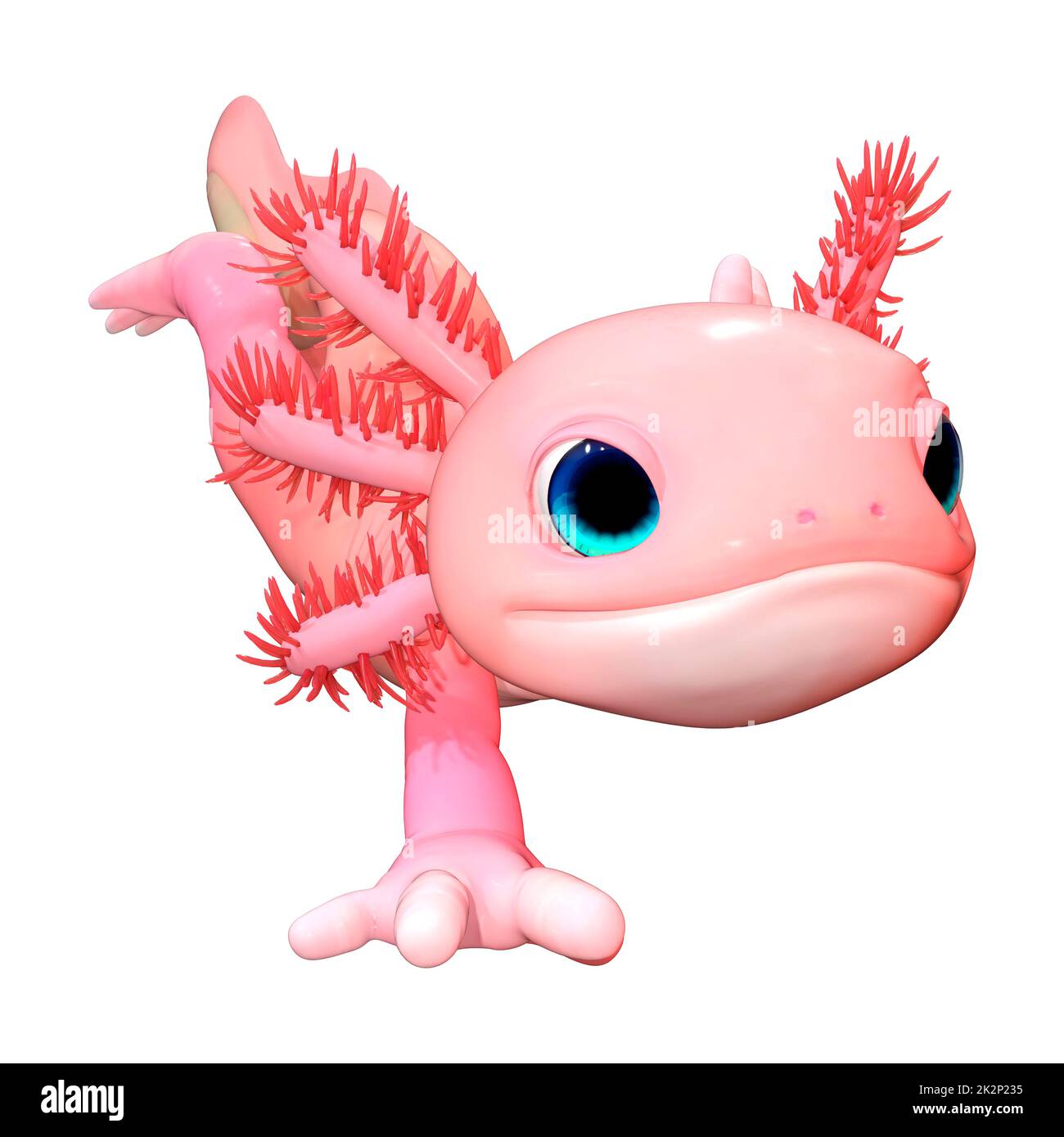3D Rendering Cartoon Axolotl on White Stock Photo - Alamy