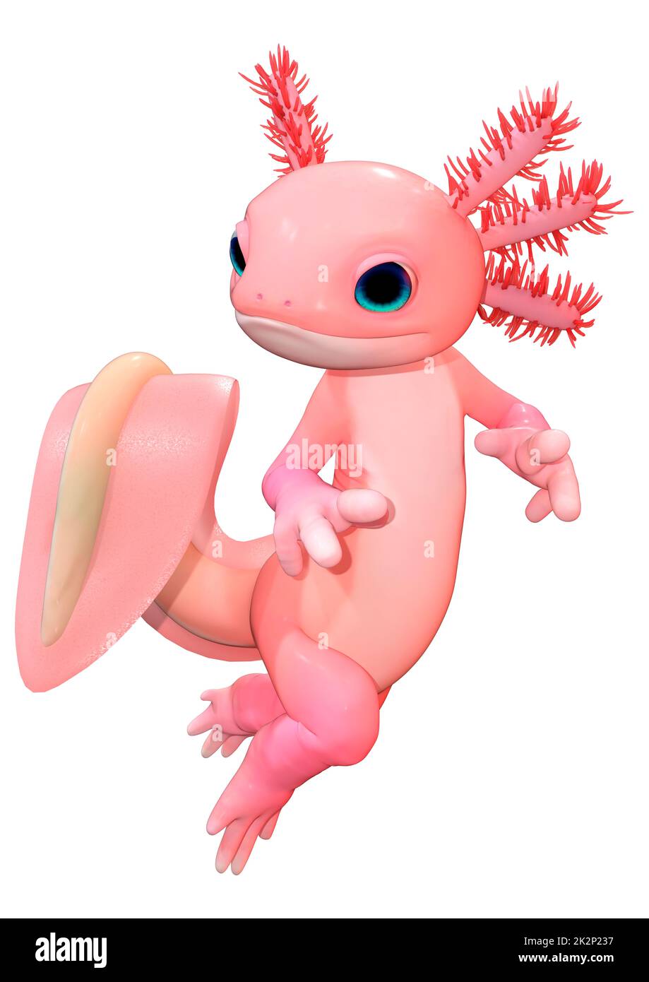 3D Rendering Cartoon Axolotl on White Stock Photo - Alamy