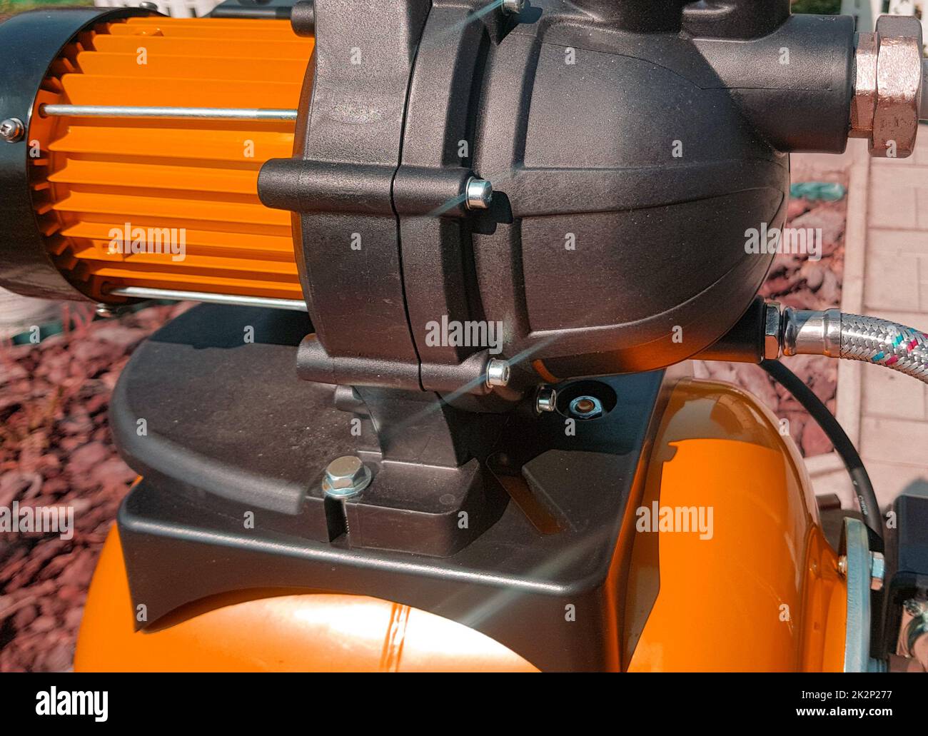 New water pumping station, household automatic station, yellow color ...