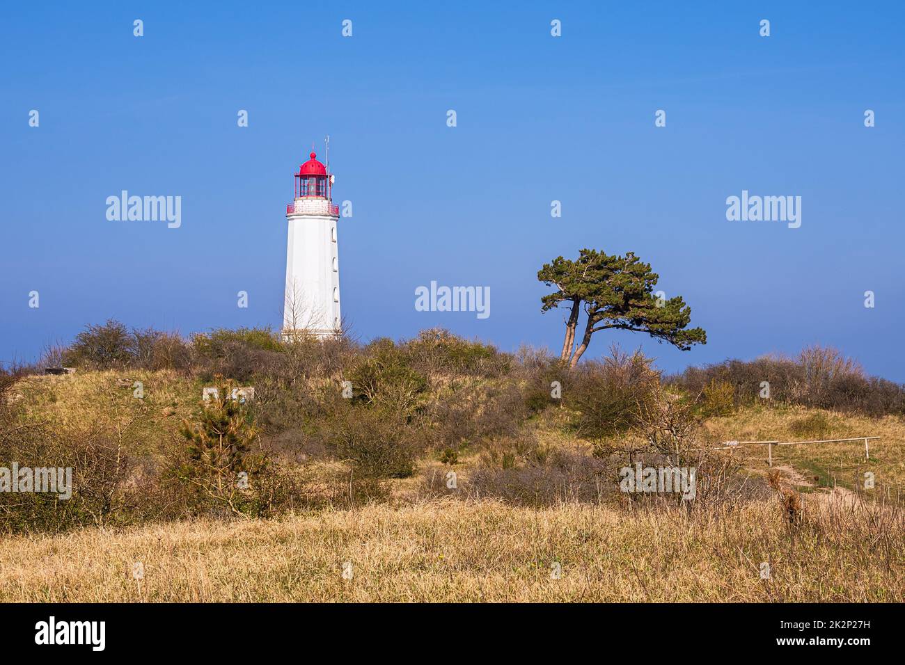 The lighthouse Dornbusch on the island Hiddensee, Germany Stock Photo ...