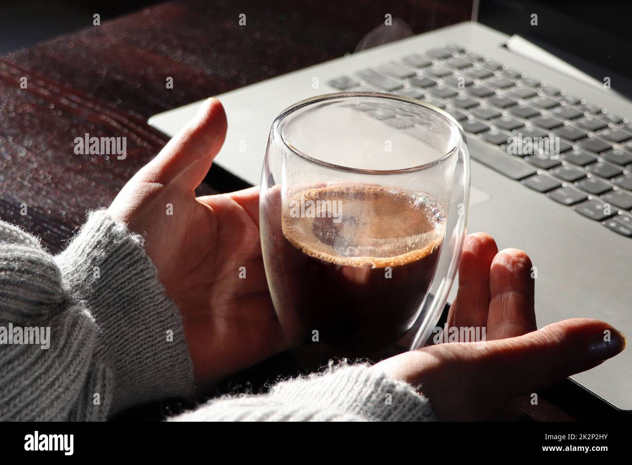 Working laptop cup coffee hi-res stock photography and images - Alamy