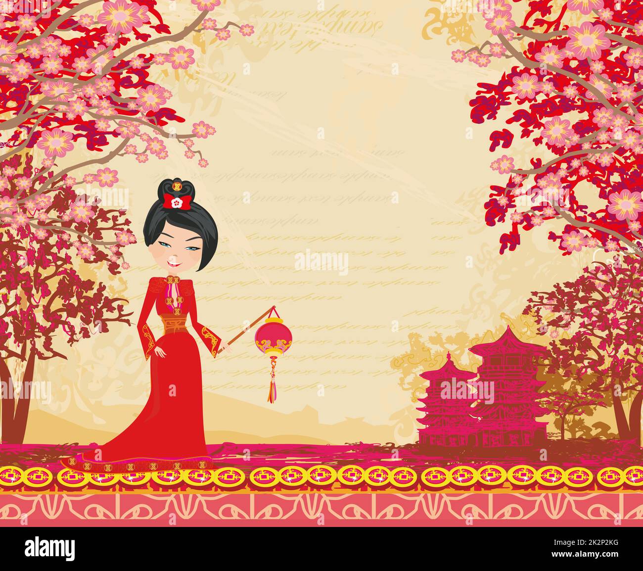 Geisha and Chinese lanterns Stock Photo - Alamy