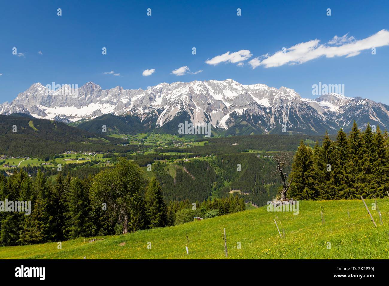 Dachstein and landscape near Schladming, Austria Stock Photo - Alamy