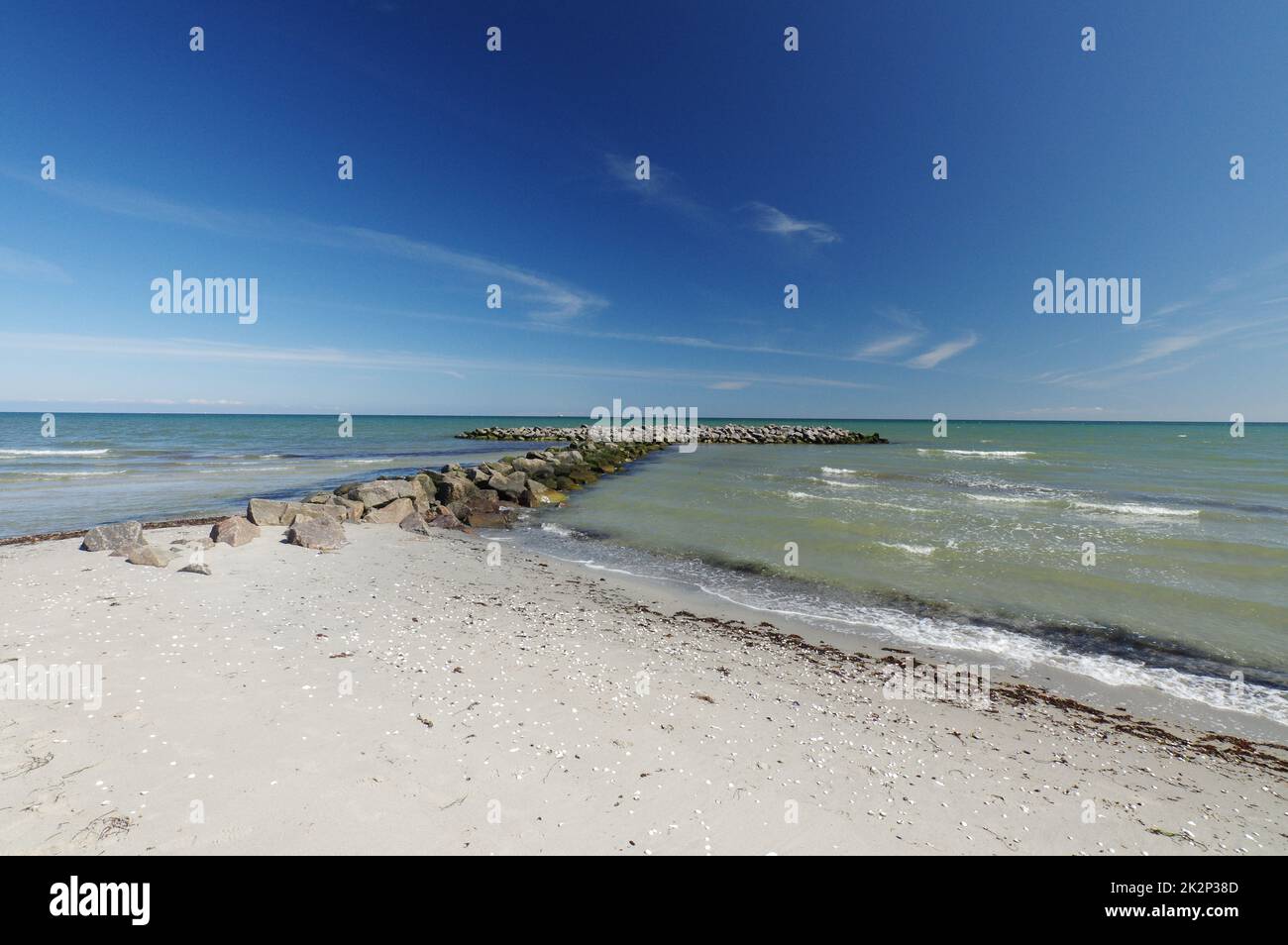 On the beach, baltic Sea and stone groynes, SchÃ¶nberger Strand, SchÃ ...