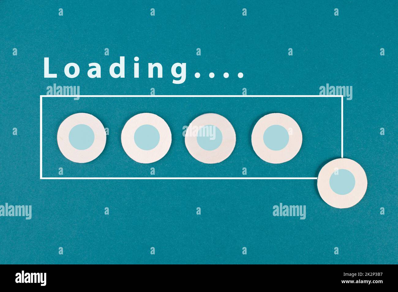 The word loading is standing over the progress bar, hand puts last cube ...