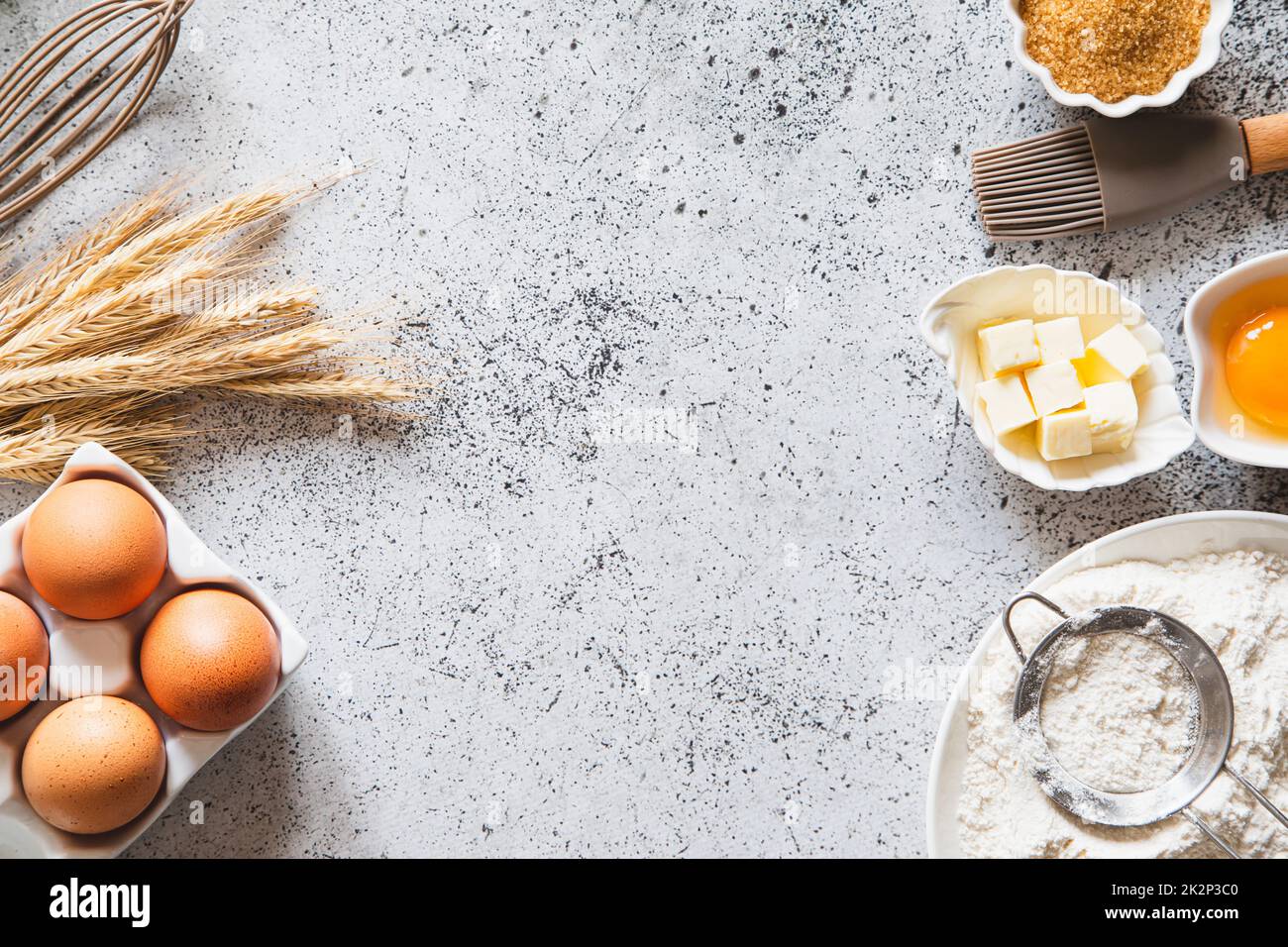 Baking or cooking background frame. Ingredients, kitchen items for ...